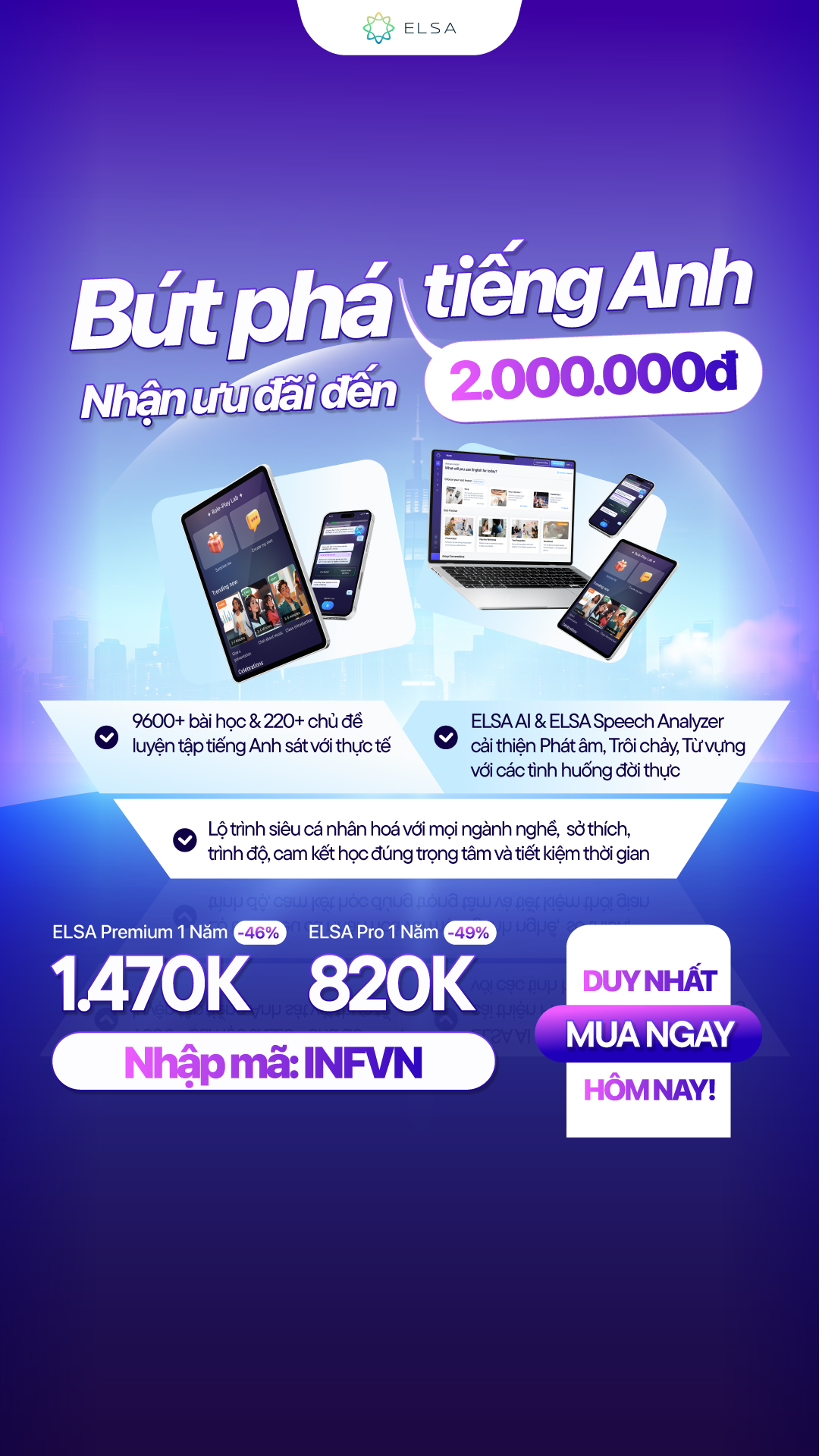 Có tải ELSA Speak trên máy tính (PC) được không?