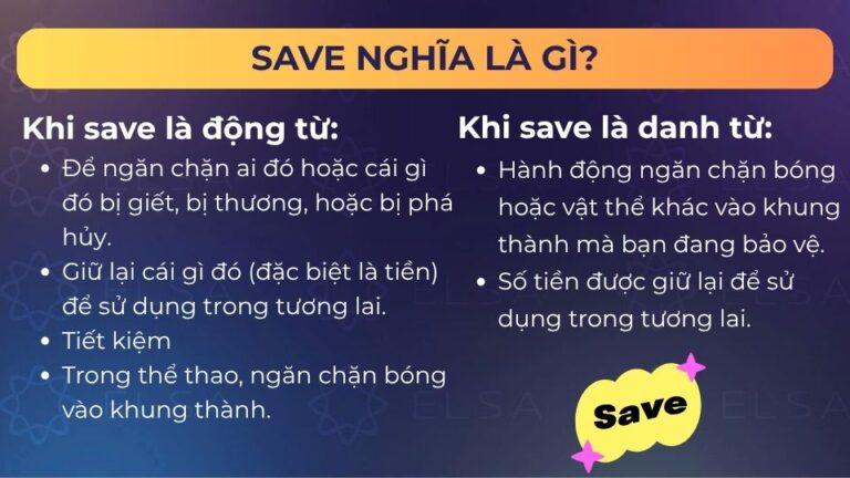 Save đi với giới từ gì? Cấu trúc và các idioms với Save